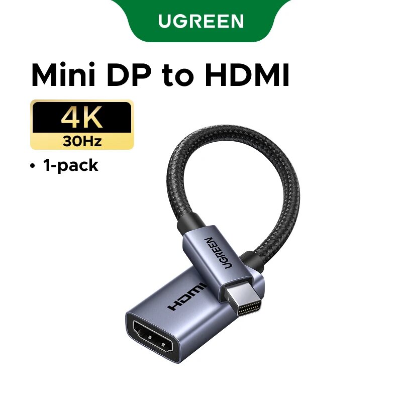 UGREEN Mini DP to HDMI адаптер 4K 30Hz, 1-pack