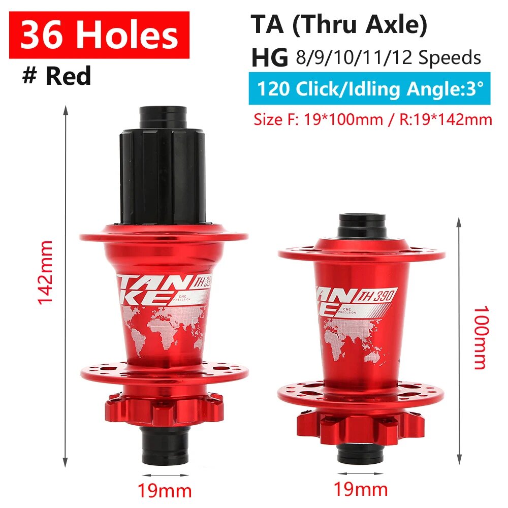 TANKE TH-390 Ступица 36 отверстий 6 подшипников MTB Красный, 36H Red TA
