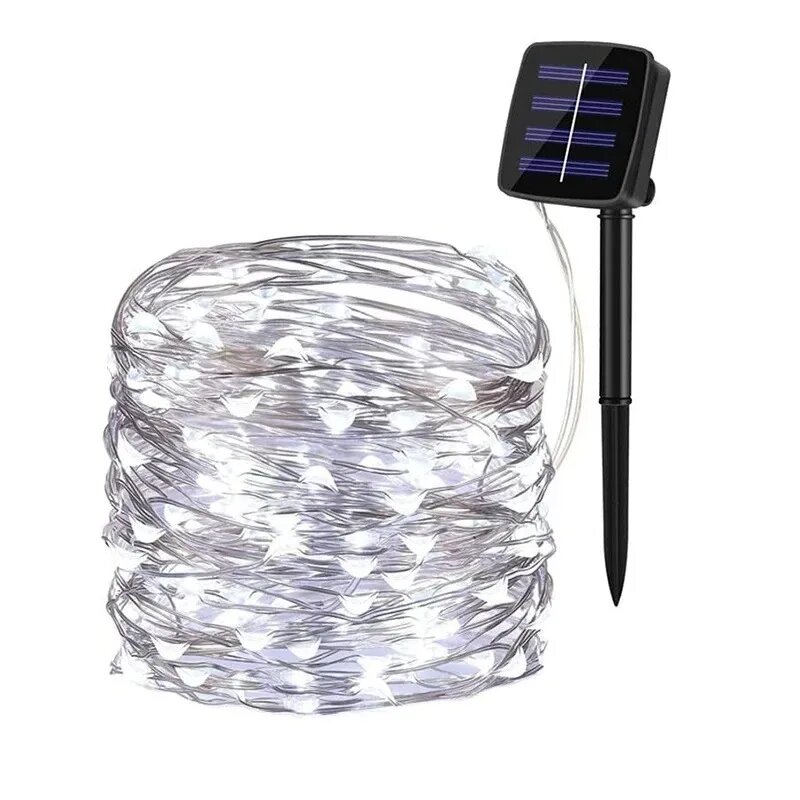 Солнечная гирлянда 400 LED, белый свет, 12M 100LEDs