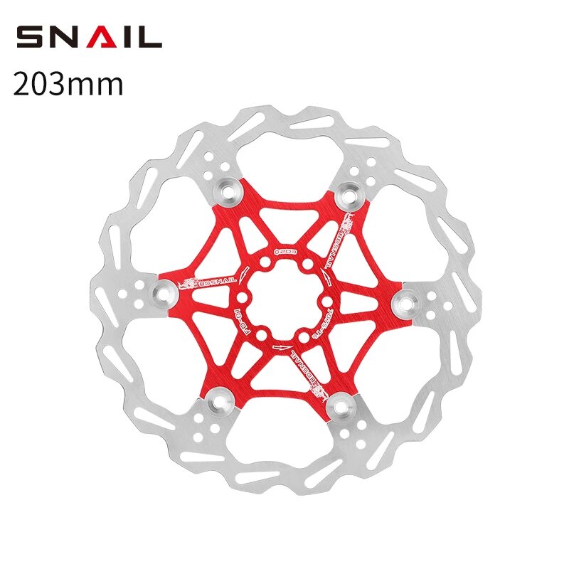 SNAIL 203 мм Велосипедные дисковые тормозные колодки для горного велосипеда, заменяемые, красный цвет с комплектом