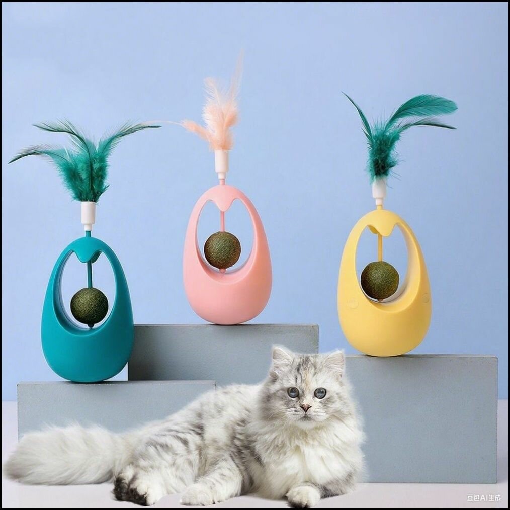 Интерактивный развивающий умный мячик для кошек, забавная игрушка для кошек-кошачья мята, перо