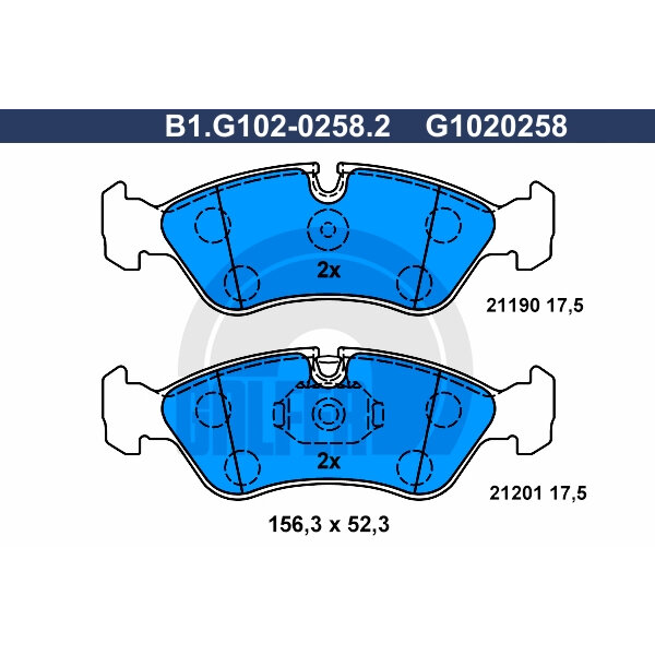 Колодки тормозные к-т дисковый тормоз для автомобиля, GALFER B1. G102-0258.2 (1 шт.)