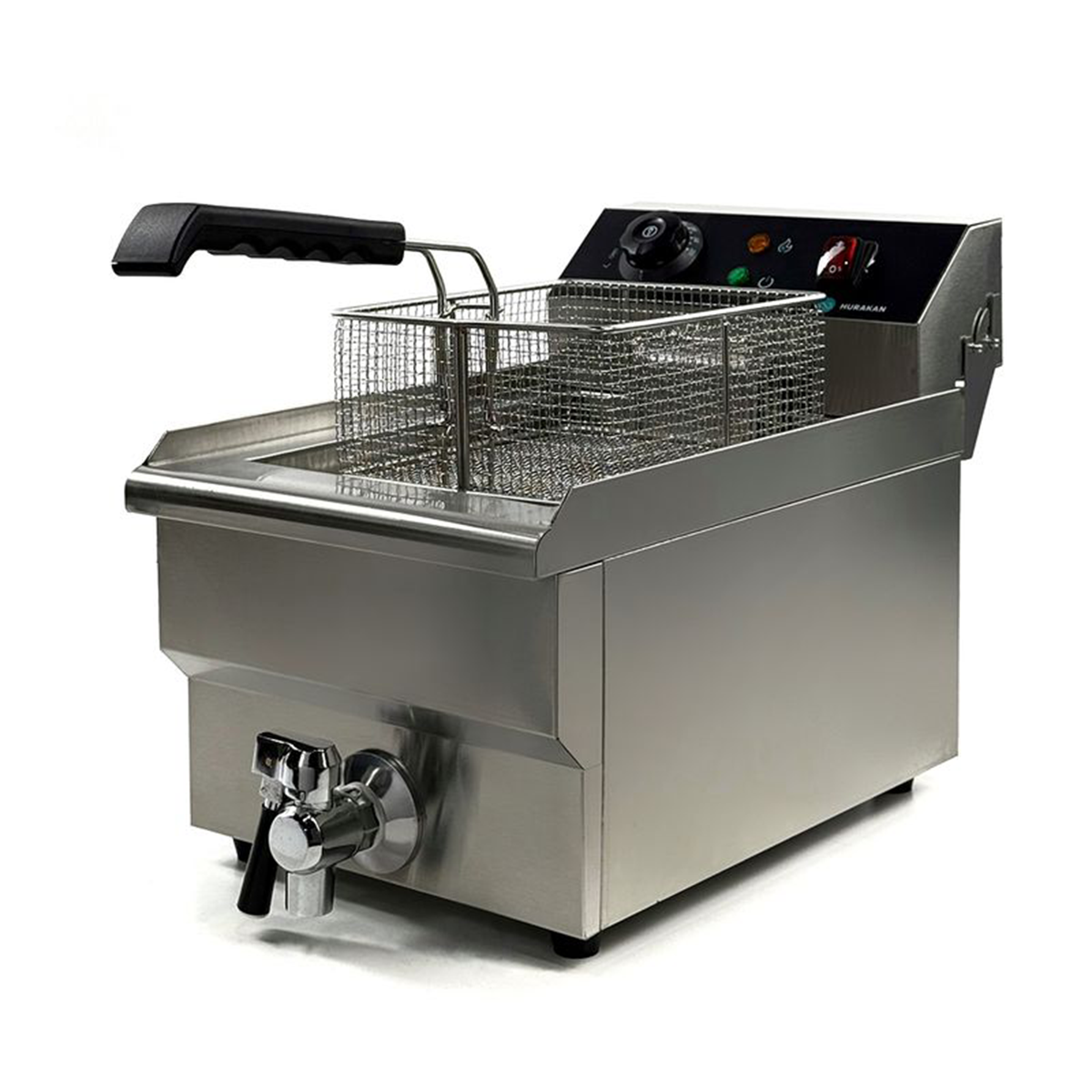 Фритюрница электрическая HURAKAN HKN-FT10N. 4 кВт, 10 л, нержавеющая сталь, кран для слива масла
