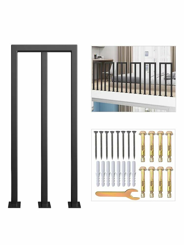 Напольные перила, защитное ограждение, M-образный поручень, кованая квадратная труба, для крыльца/улицы