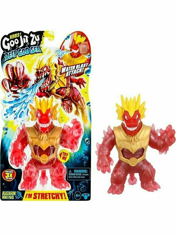 Heroes of Goo Jit Zu Deep Goo Sea Blazagon Hero Pack. Суперрастягивающаяся игрушка с наполнителем Goo и функцией атаки водяным взрывом. Растяни его в 3 раза!