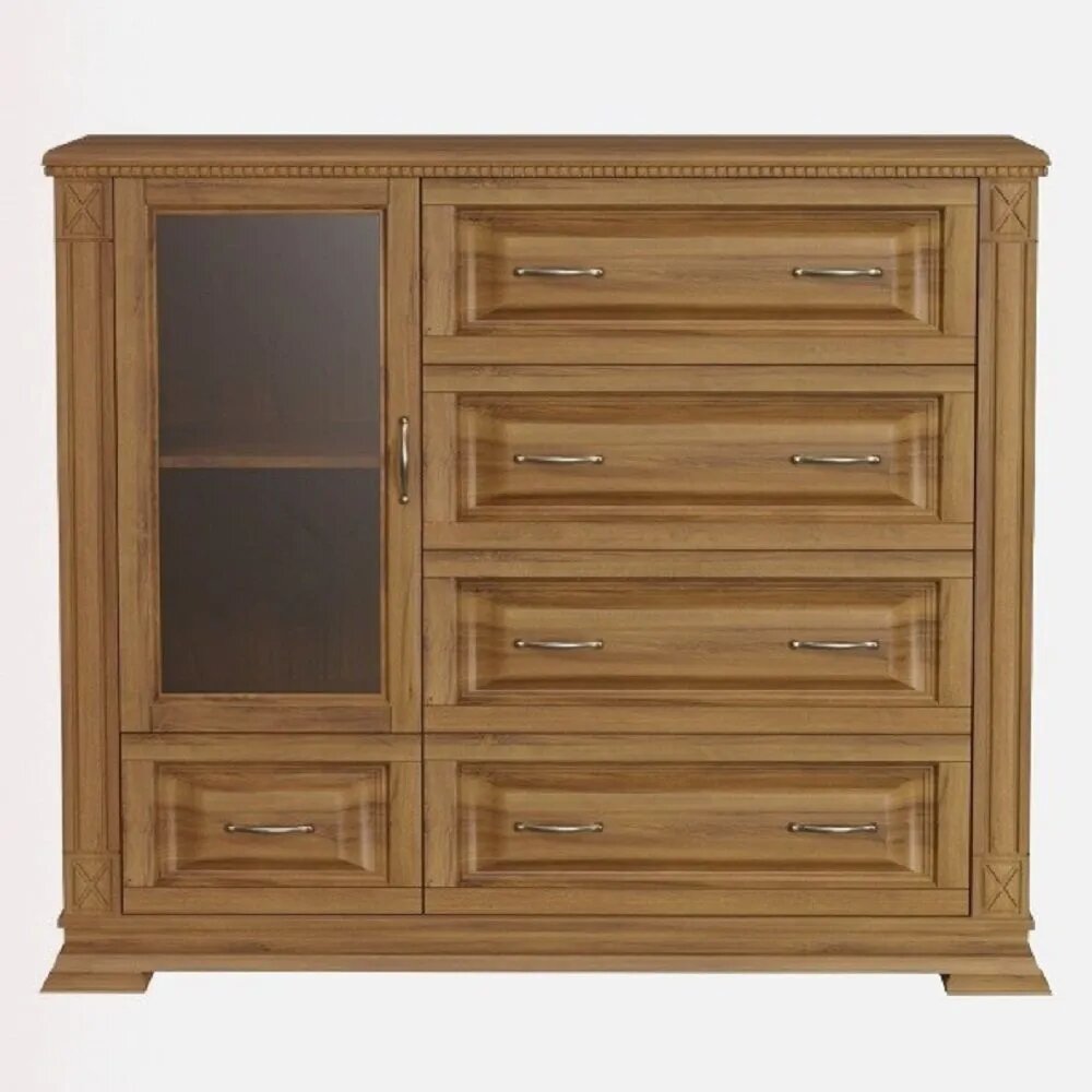 Комод Верди рианна 055 из массива сосны 120х45х100 см, классический орех 2, 5 ящиков