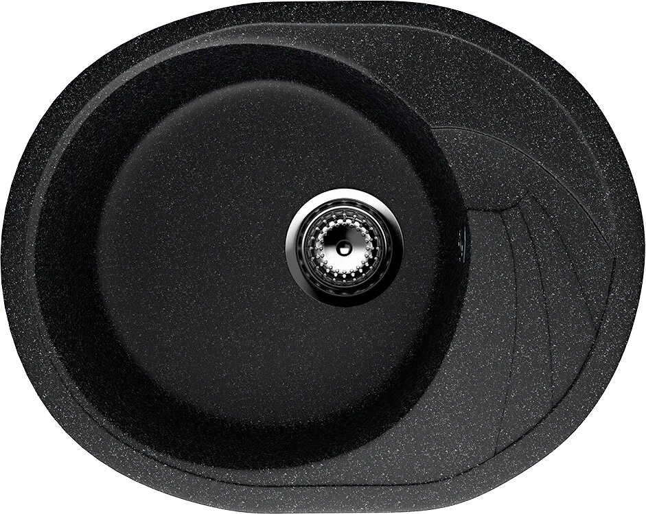 Мойка кухонная Ulgran U-403 -308 58x47, мойка для кухни, с крылом, овальная, матовая, черная