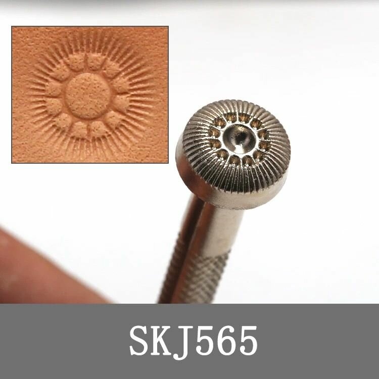 Штамп для тиснения кожи, рифлёная ручка, сталь, 105 мм, клише.