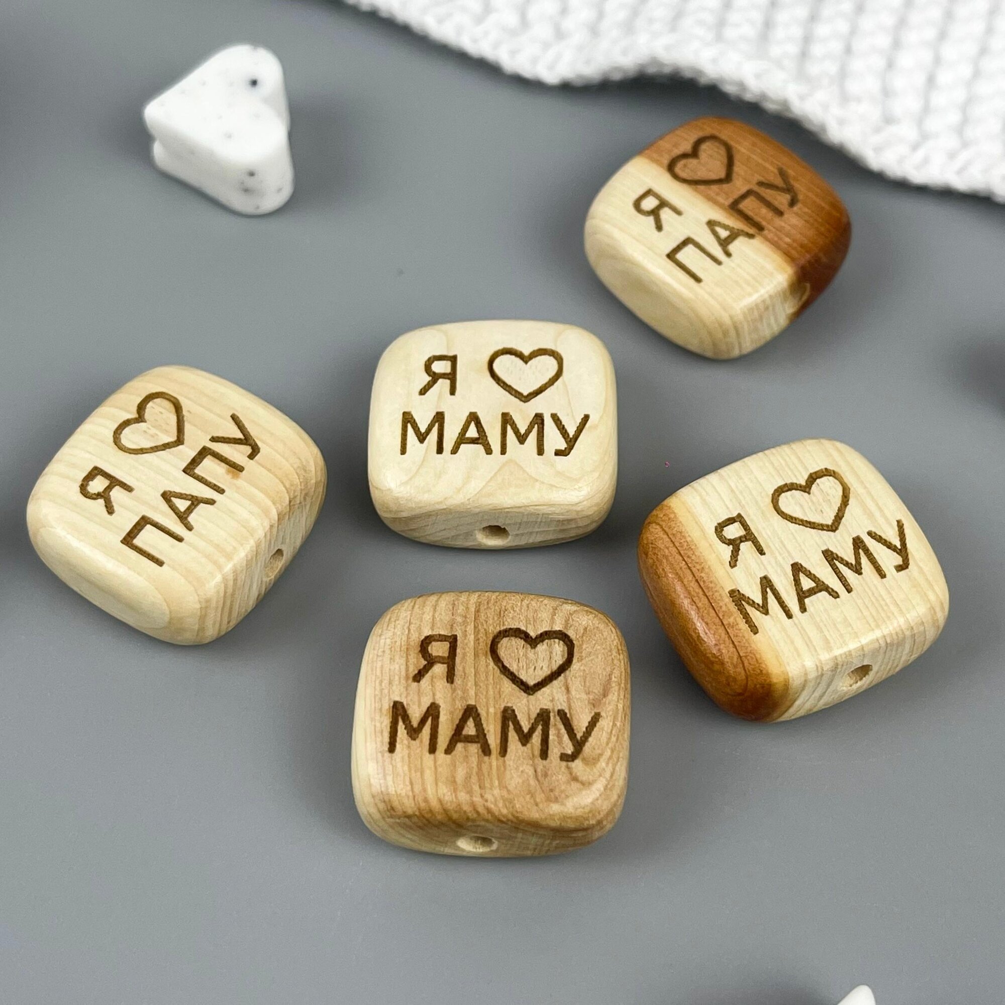 Деревянная подвеска квадрат, 5 штук, Кулон Бусина можжевельник