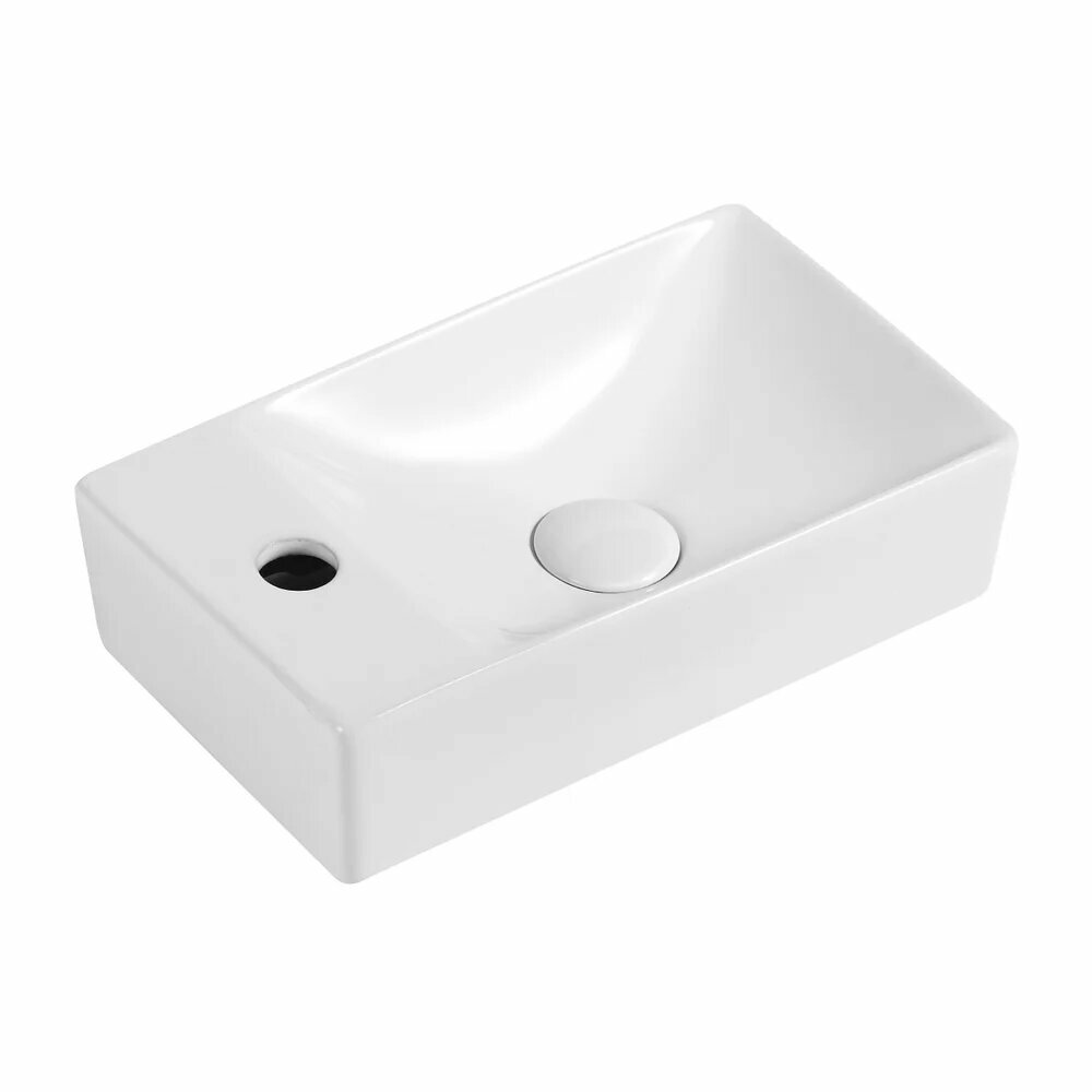 Раковина маленькая в туалет Agger 38 R мини, подвесная, прямоугольная, белая, фарфоровая, 37, 5 см