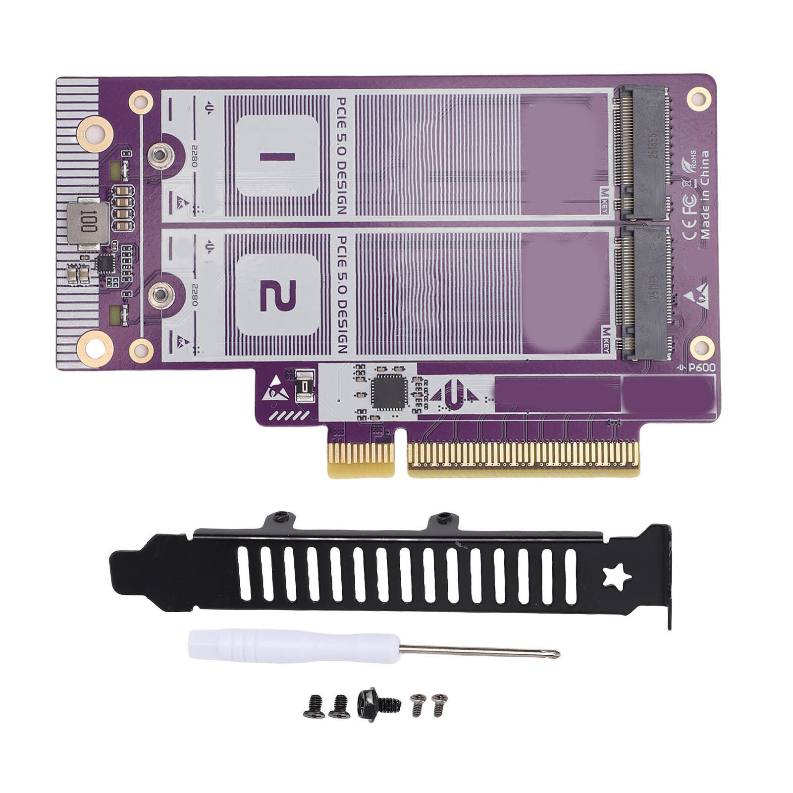 Nvme to pcie 5.0 x8 Card Card Dual M.2 NVME Адаптер адаптер жесткий диск с перегородкой