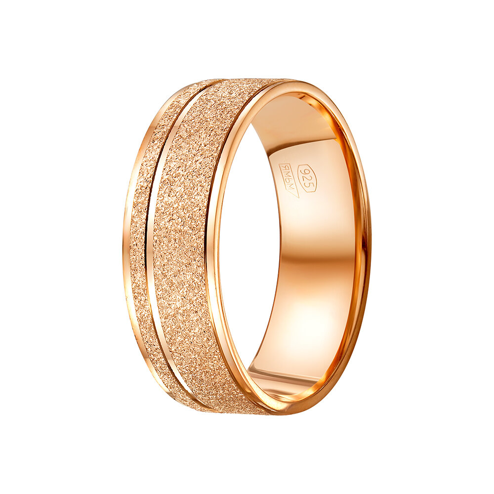 Кольцо обручальное, серебро, 925 проба, золочение