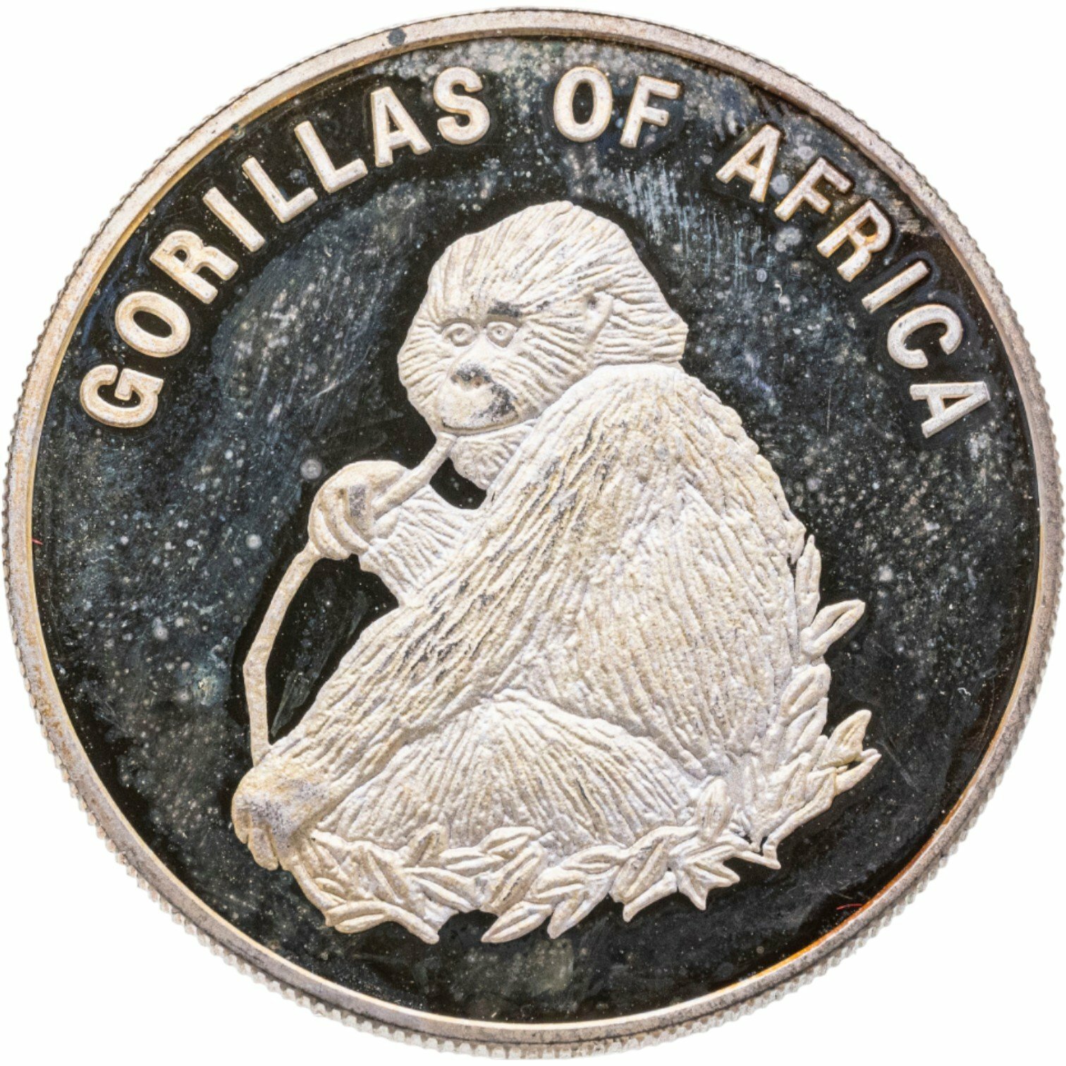 Уганда 1000 шиллингов 2002 "Фауна Африки - горилла ест", Бронза, в сохранности Proof