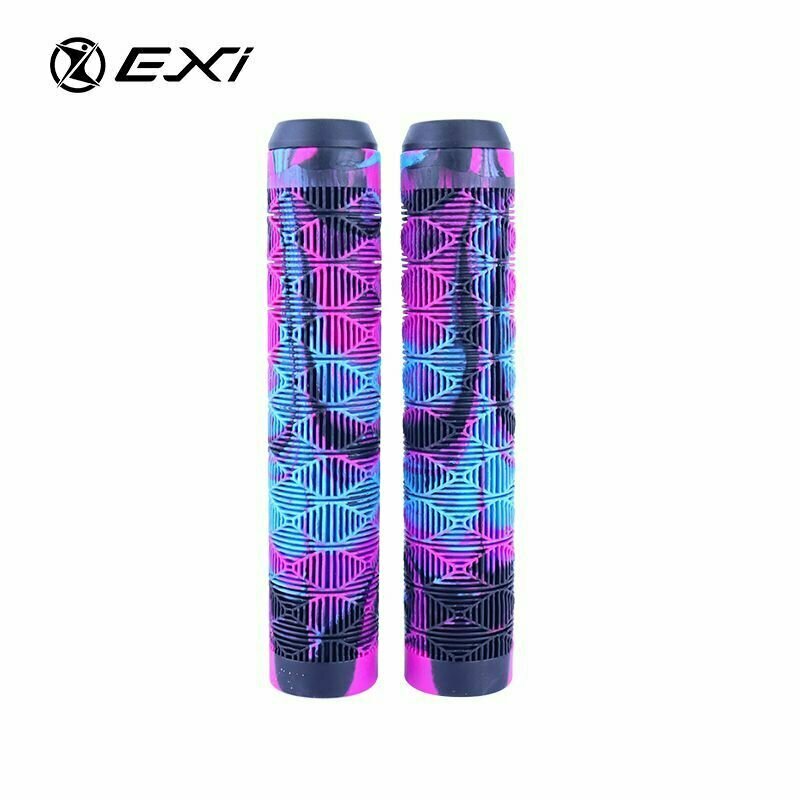 Грипсы для трюкового самоката, велосипеда, bmx. Набор 2 штуки + заглушки, 150 мм, цвет Фиолетовый, синий, черный.