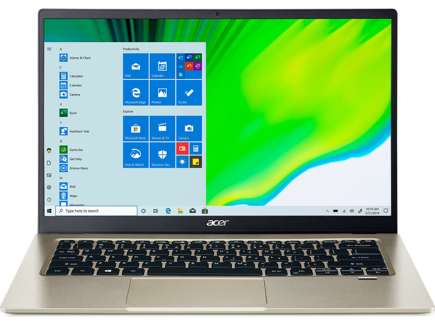 14" Ноутбук Acer Swift 1 SF114-34-P9JX (NX. A7AER.004) золотой - 1920x1080, IPS, Intel Pentium Silver N6000, ядра: 4 x 1,1 ГГц, 4 ГБ, eMMC 128 ГБ, Intel UHD Graphics 615, Windows 10 Home