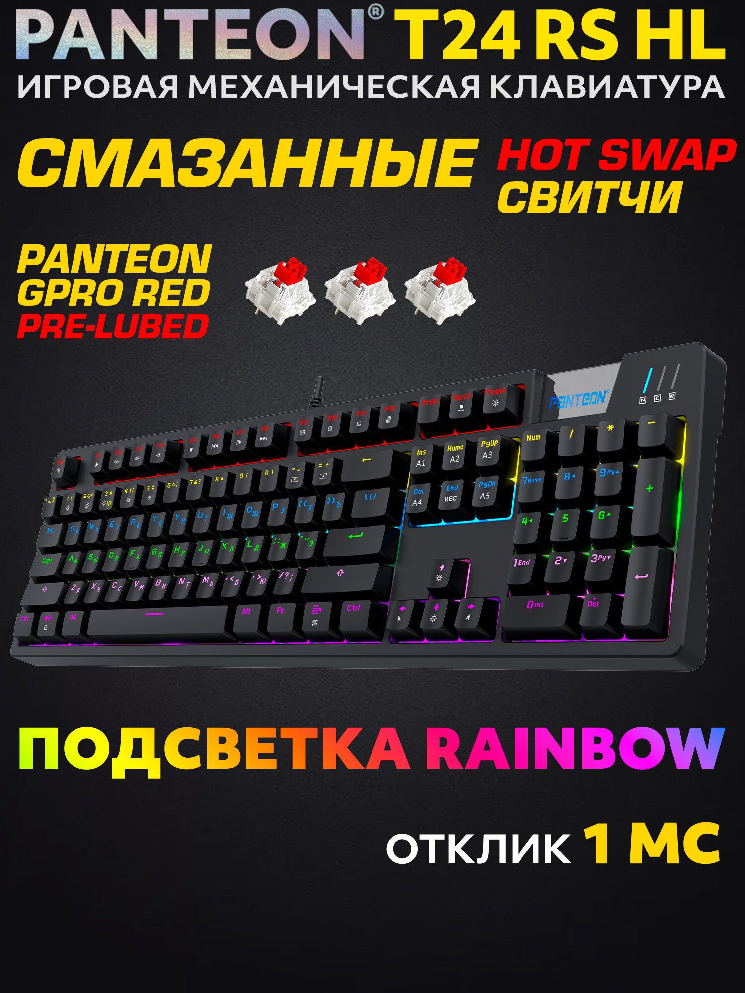 Механическая Клавиатура PANTEON T24 RS HL Black (233)
