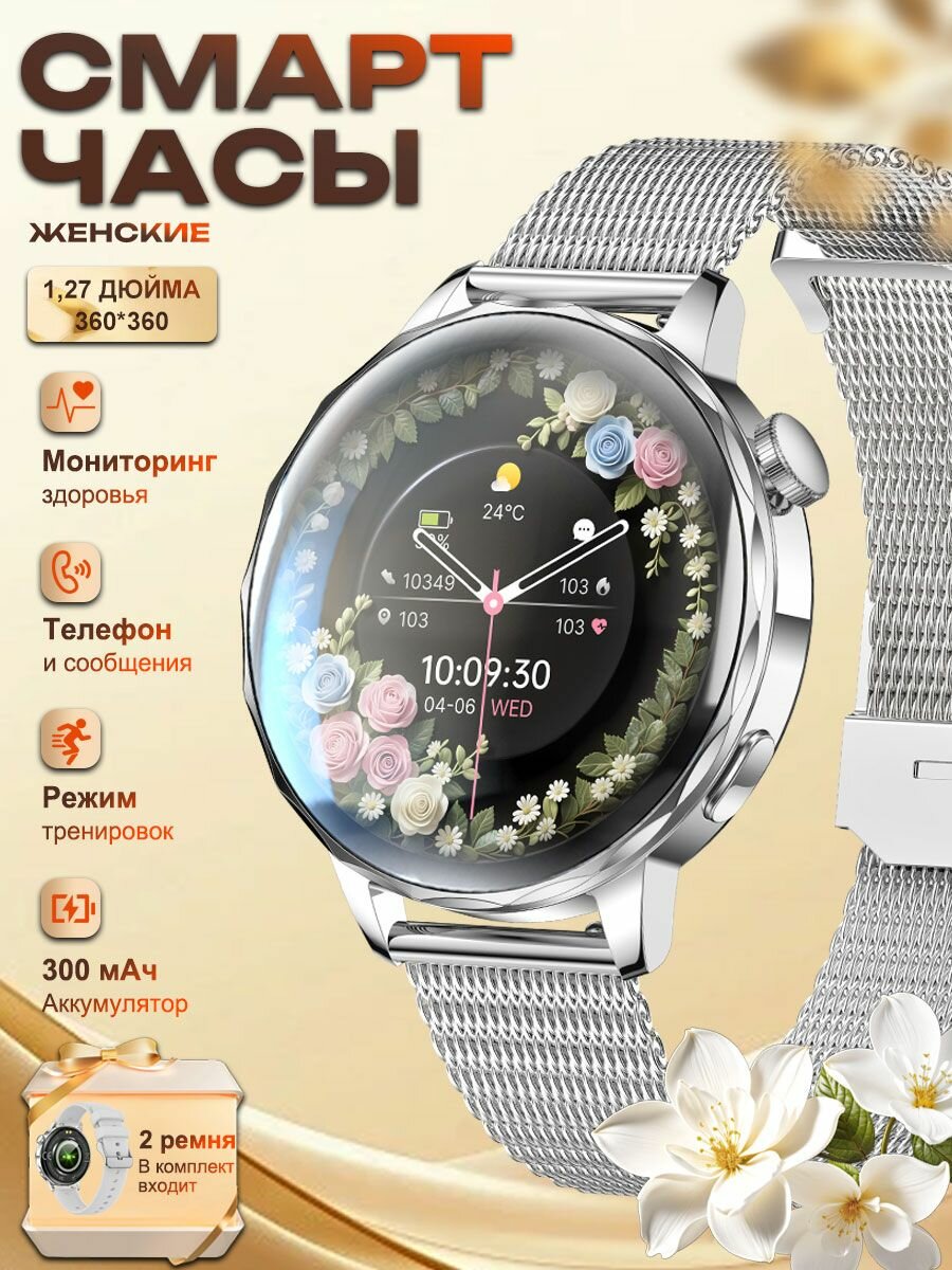 Умные часы для женщин Android/iPhone, фитнес-трекер с Bluetooth-звонками , Edition2025, (наручные смарт часы для айфон/андроид) электронные