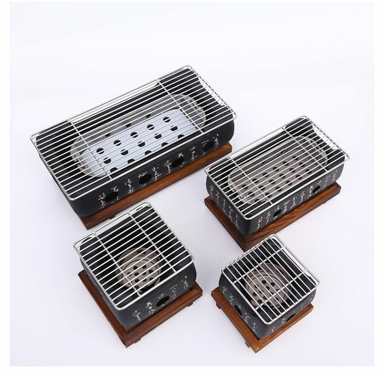 Мини-гриль для одного человека, компактный прямоугольный угольный гриль (для дома и улицы) 15*15CM