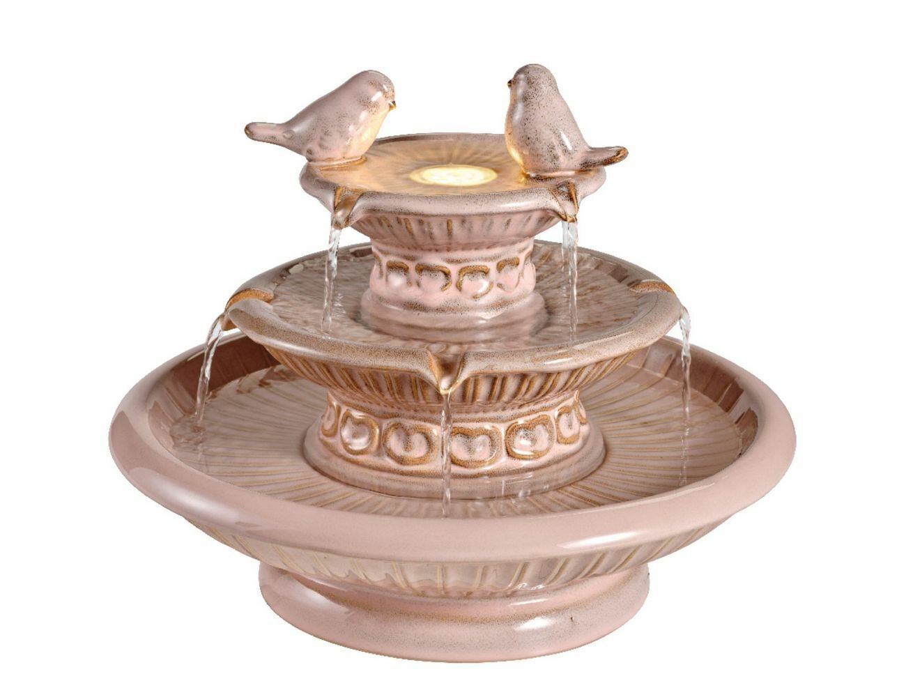 Декоративный садовый фонтан перучелли, керамика, с теплой белой LED подсветкой, 40х33 см, Kaemingk 892987