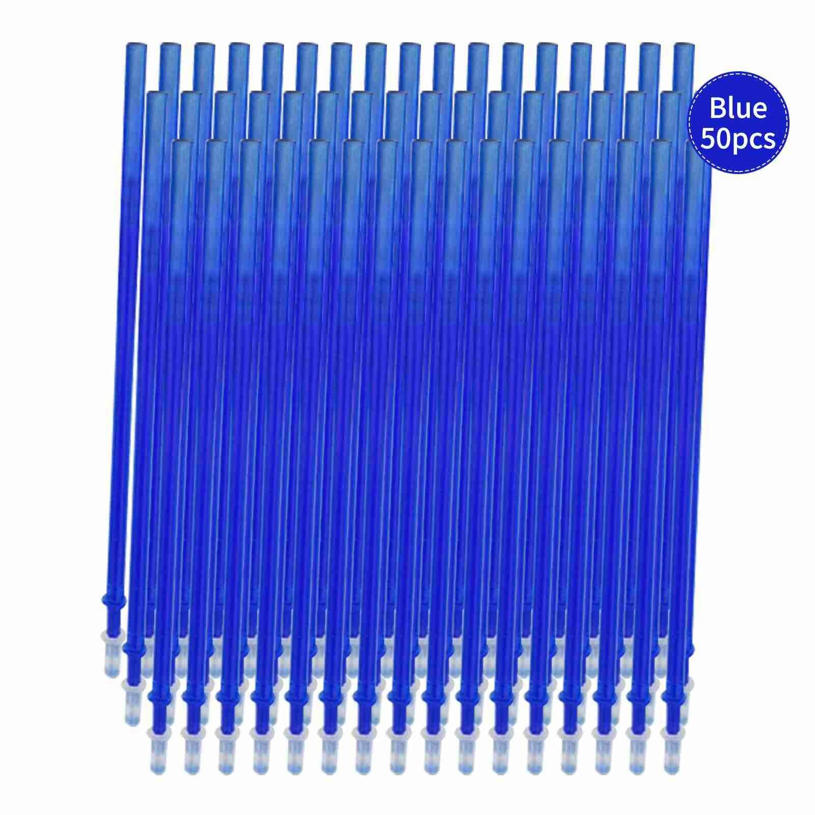 50 шт. синих чернил стираемые гелевые стержни для ручек с тонким наконечником 0,5 мм сменные гелевые стержни для стираемых ручек офисные школьные канцелярские принадлежности