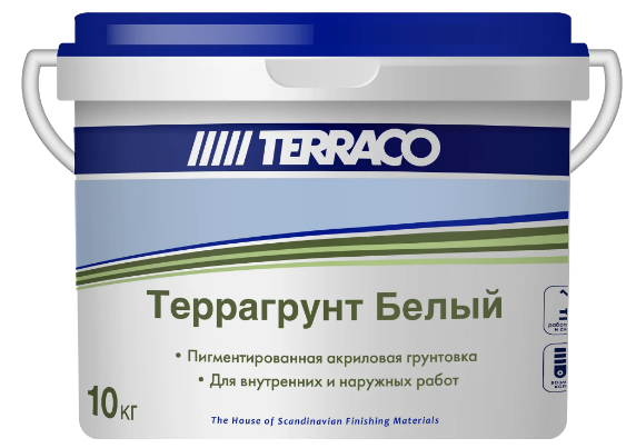 Террако Террагрунт грунтовка для внутренних и наружных работ белый (10кг)