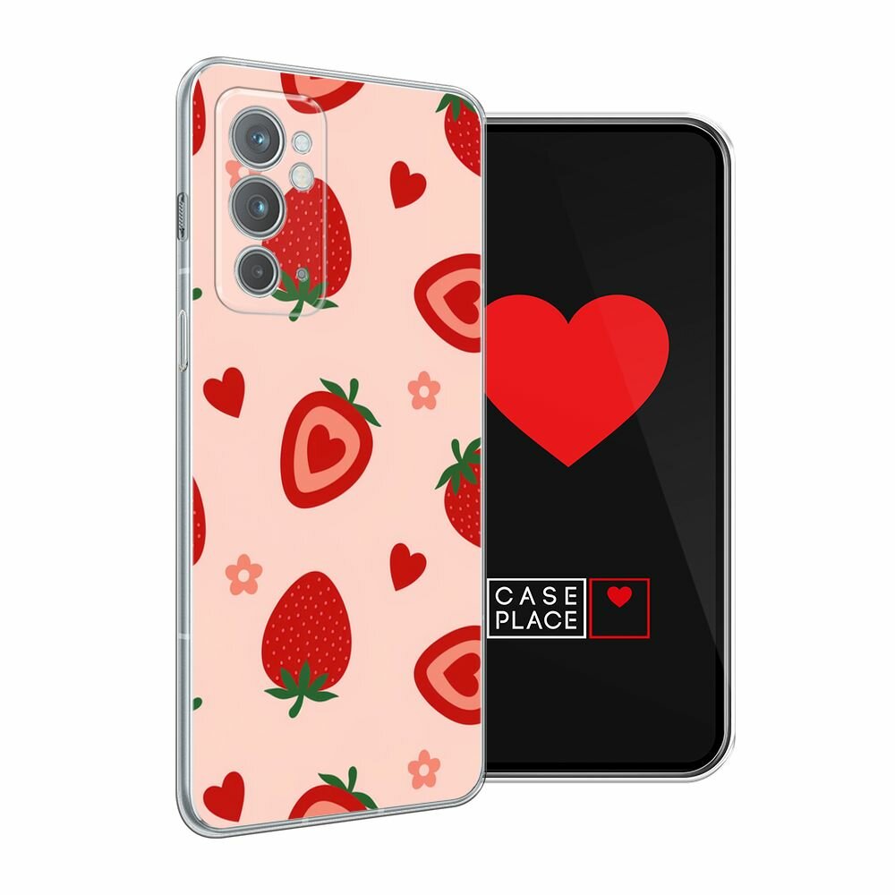Чехол на OnePlus 9RT / ВанПлас 9RT с принтом "Heart strawberries 1 - 14 февраля" — фото 1