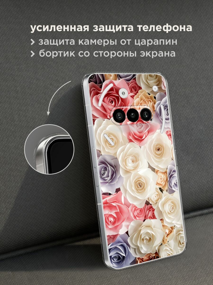 Чехол на Nothing Phone 3a / Нотинг Фон 3а с принтом "Пастельные розы" — фото 1