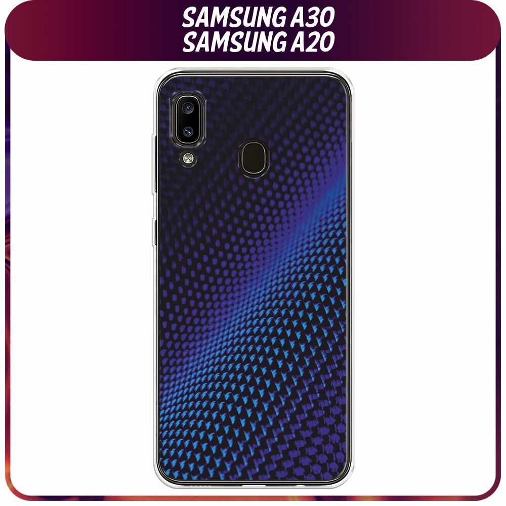 Чехол на Samsung Galaxy A30/A20 / Самсунг Галакси A30/A20 с принтом "Синий карбон"