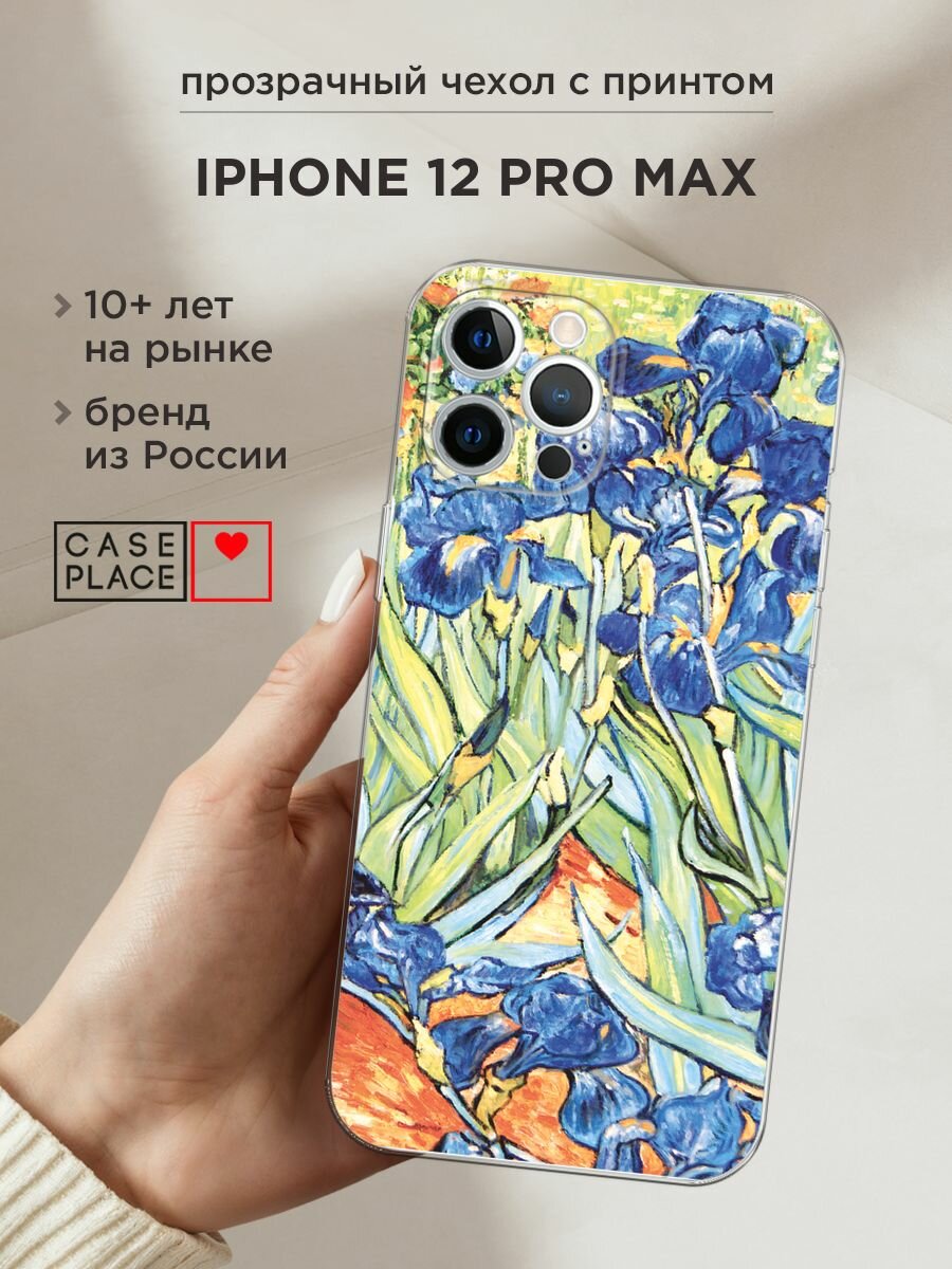 Чехол на Apple iPhone 12 Pro Max / Айфон 12 Про Макс с принтом "Ирисы Ван Гог"