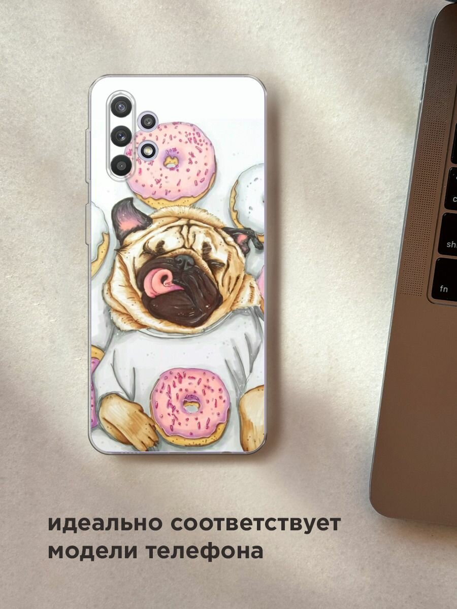 Чехол на Samsung Galaxy A32 / Самсунг Галакси А32 с принтом "Счастливый мопс" — фото 1