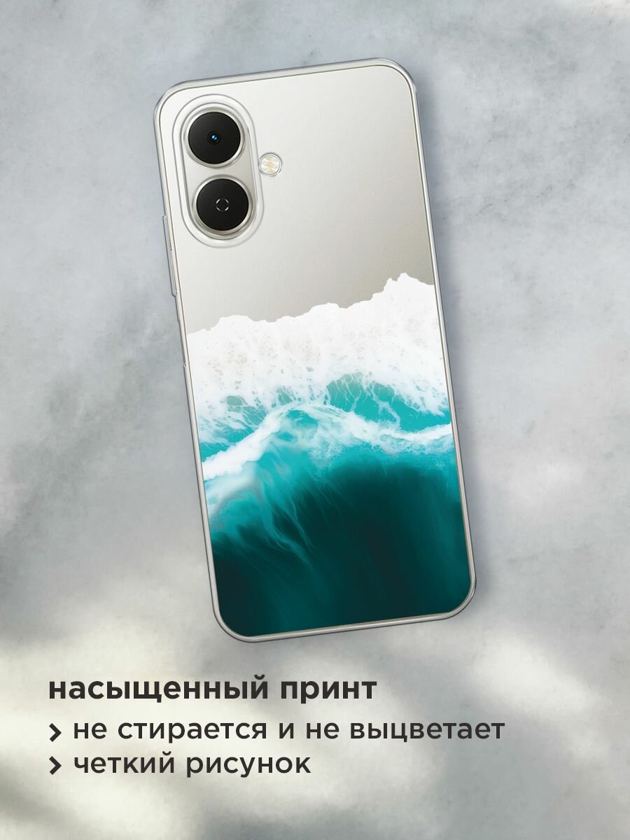 Чехол на Tecno Spark Go 2 / Текно Спарк Го 2 с принтом "Большая волна", прозрачный — фото 1