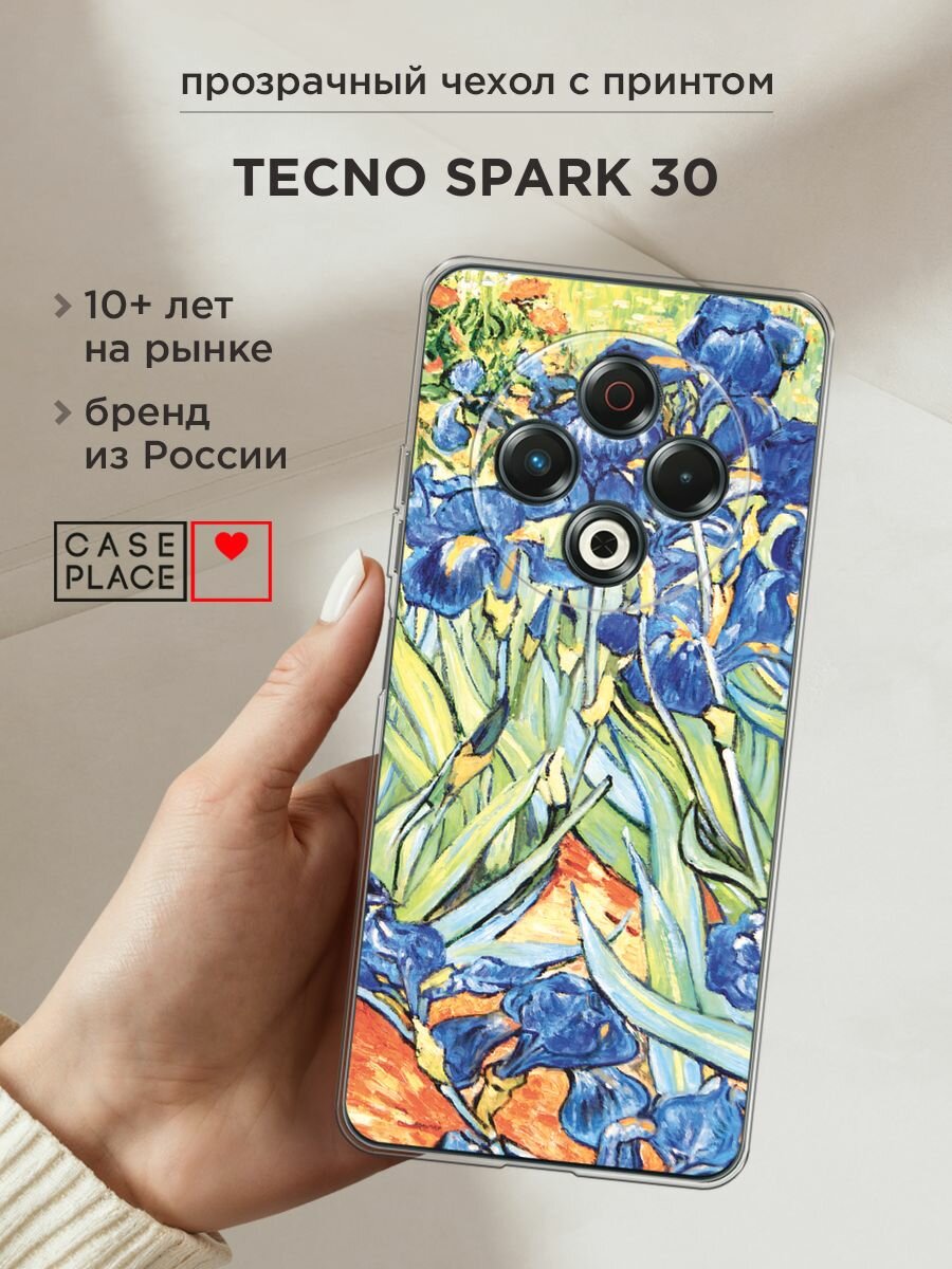 Чехол на Tecno Spark 30 / Текно Спарк 30 с принтом "Ирисы Ван Гог"
