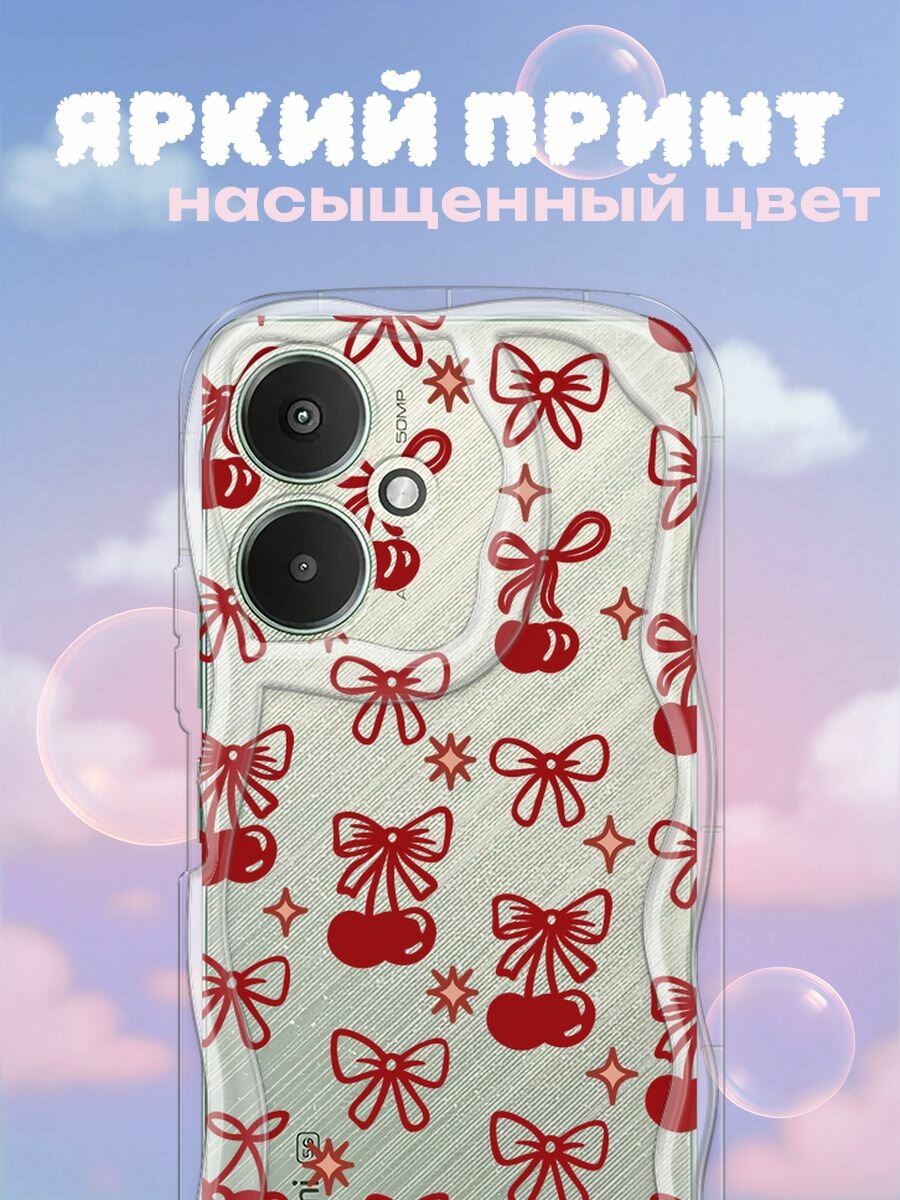Чехол на Xiaomi Redmi 13C/Poco C65 / Редми 13C/Поко C65 с принтом "Вишня с бантиком" — фото 1