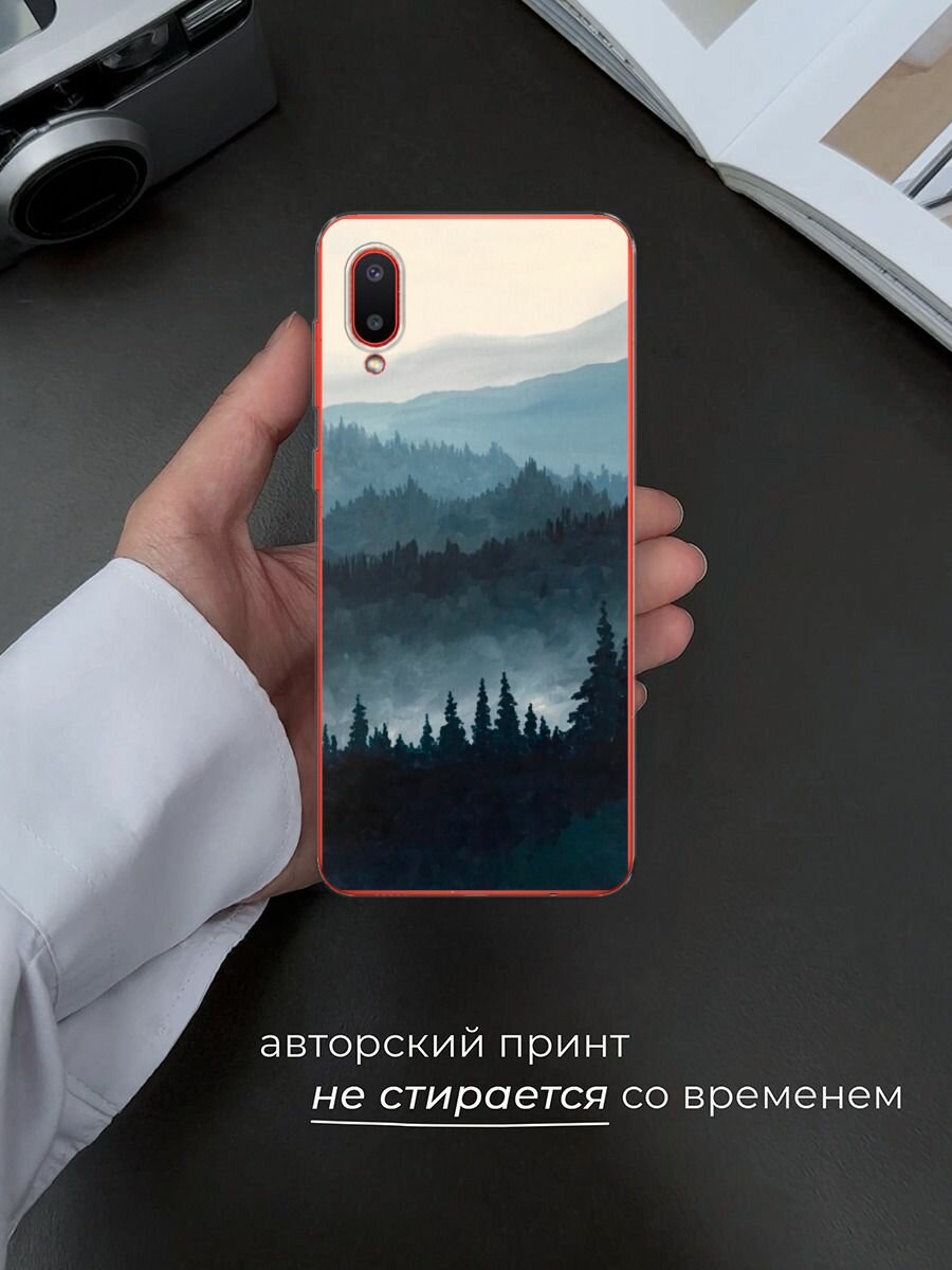 Чехол на Samsung Galaxy A02 / Самсунг Галакси А02 с принтом "Туманные горы" — фото 1