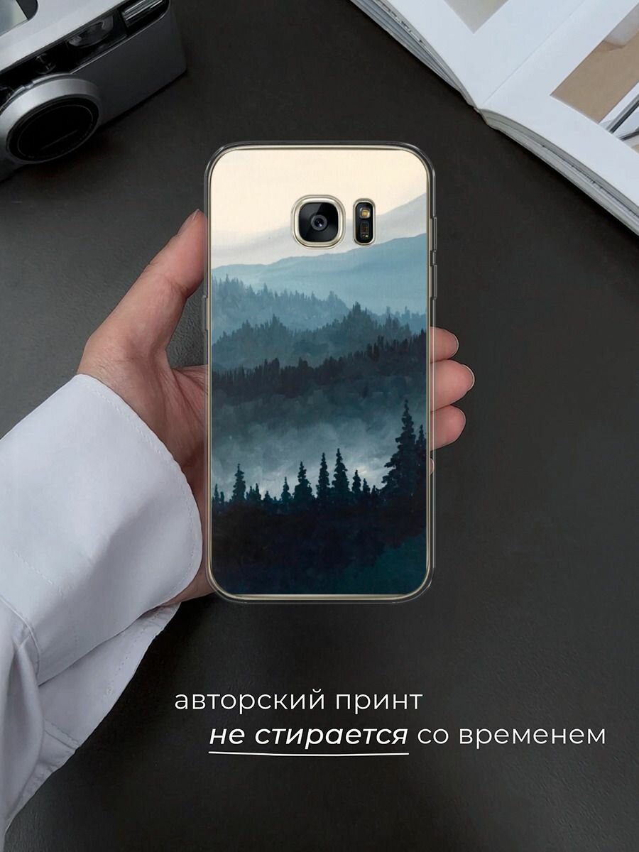 Чехол на Samsung Galaxy S7 / Самсунг Галакси С 7 с принтом "Туманные горы" — фото 1