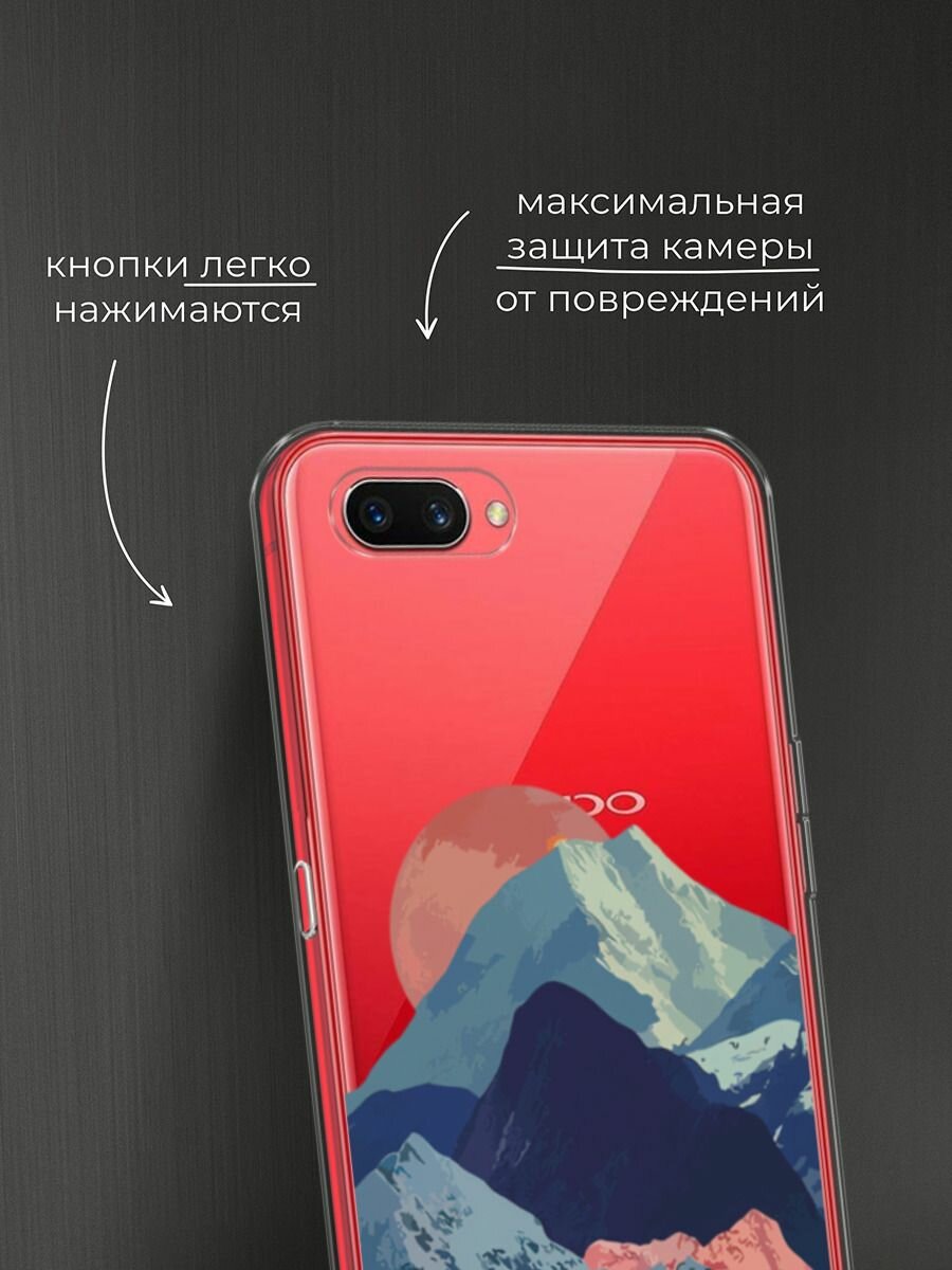 Чехол на Oppo A3s / Oppo A3s с принтом "Закат в снежных горах", прозрачный — фото 1