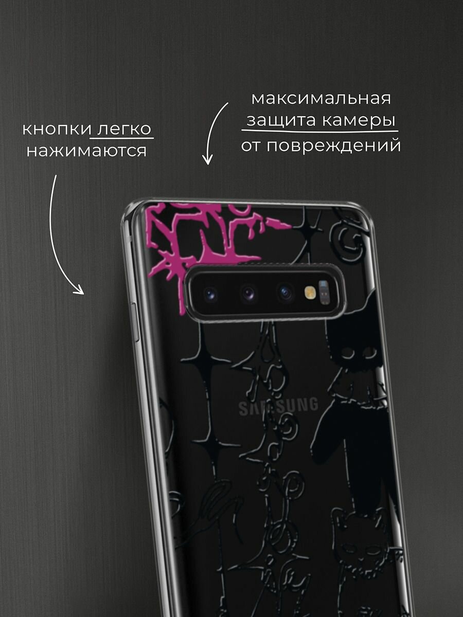 Чехол на Samsung Galaxy S10 + / Самсунг Галакси S10 Плюс с принтом "Готические котики" — фото 1