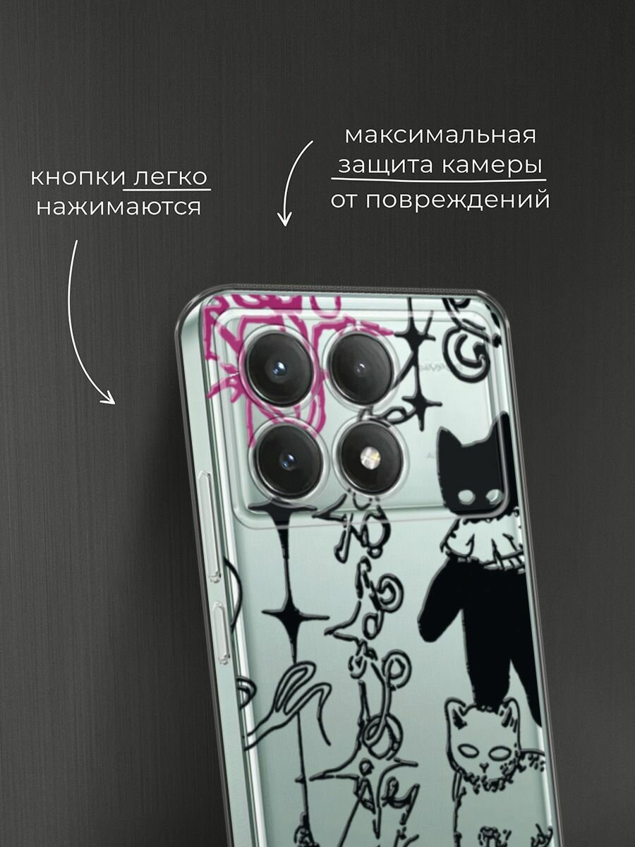 Чехол на Xiaomi Poco X6 PRO 5G / Поко X6 Про 5G с принтом "Готические котики" — фото 1