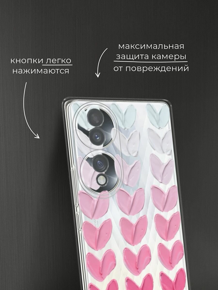 Чехол на Honor 70 / Хонор 70 с принтом "Градиент из сердечек" — фото 1