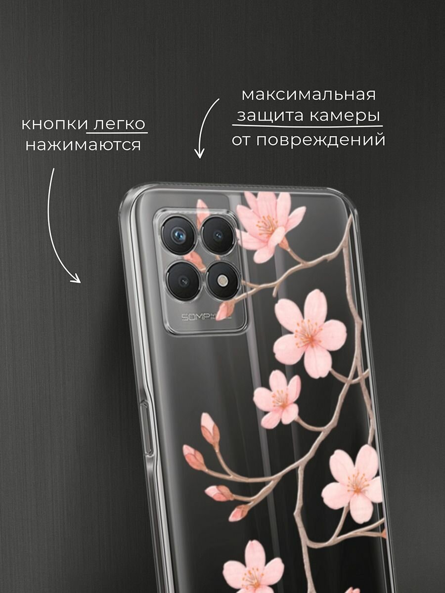 Чехол на Realme 8i / Реалми 8i с принтом "Веточка распускающейся сакуры 2" — фото 1