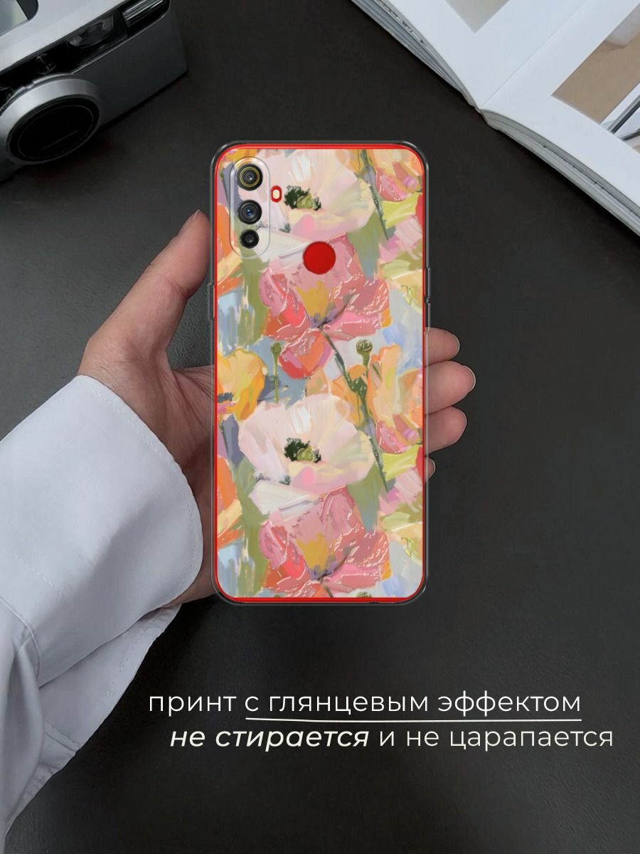Чехол на Realme C3 / Реалми C3 с принтом "Акварельные анемоны" — фото 1