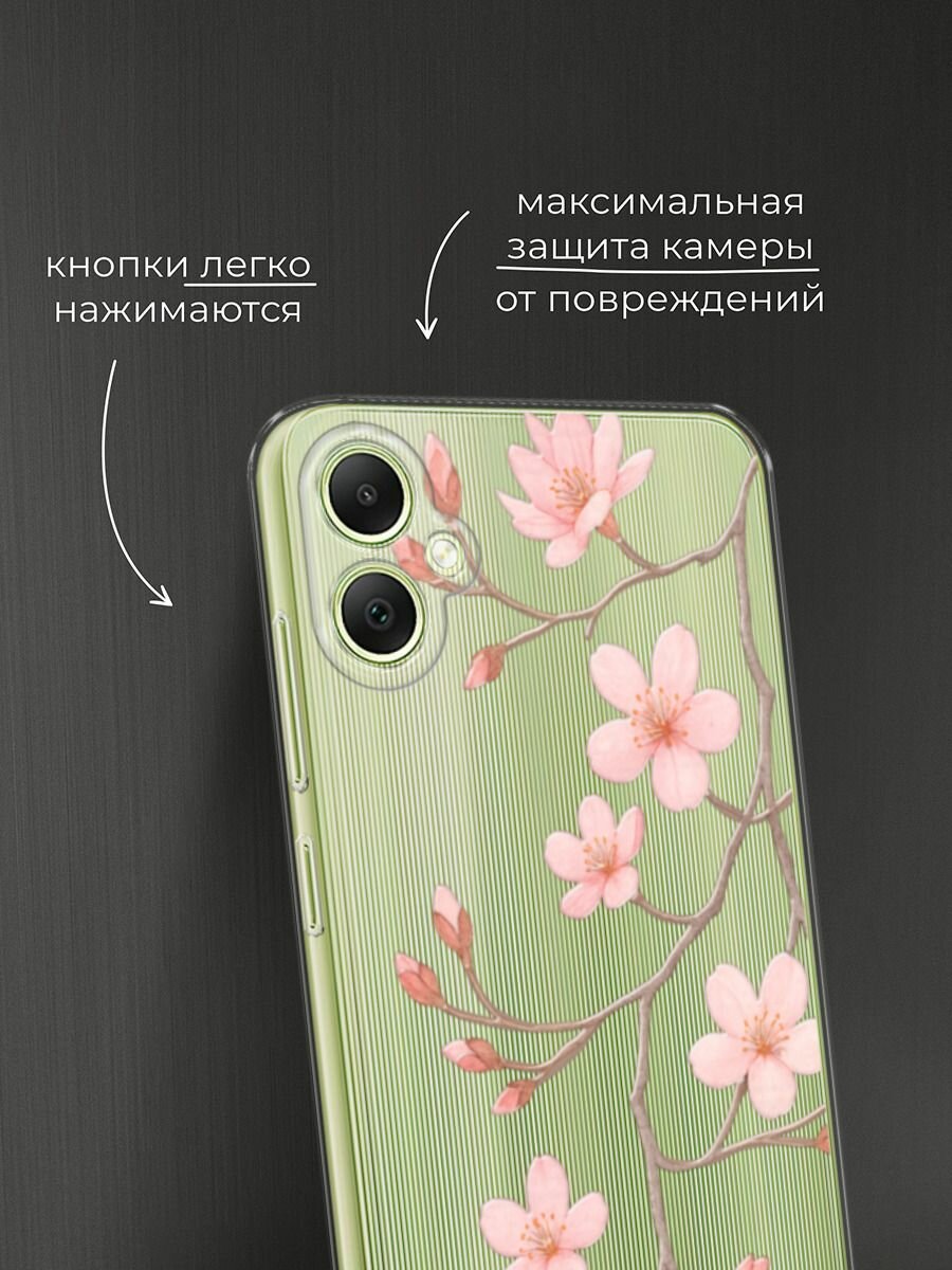 Чехол на Samsung Galaxy A05 / Самсунг Галакси A05 с принтом "Веточка распускающейся сакуры 2" — фото 1