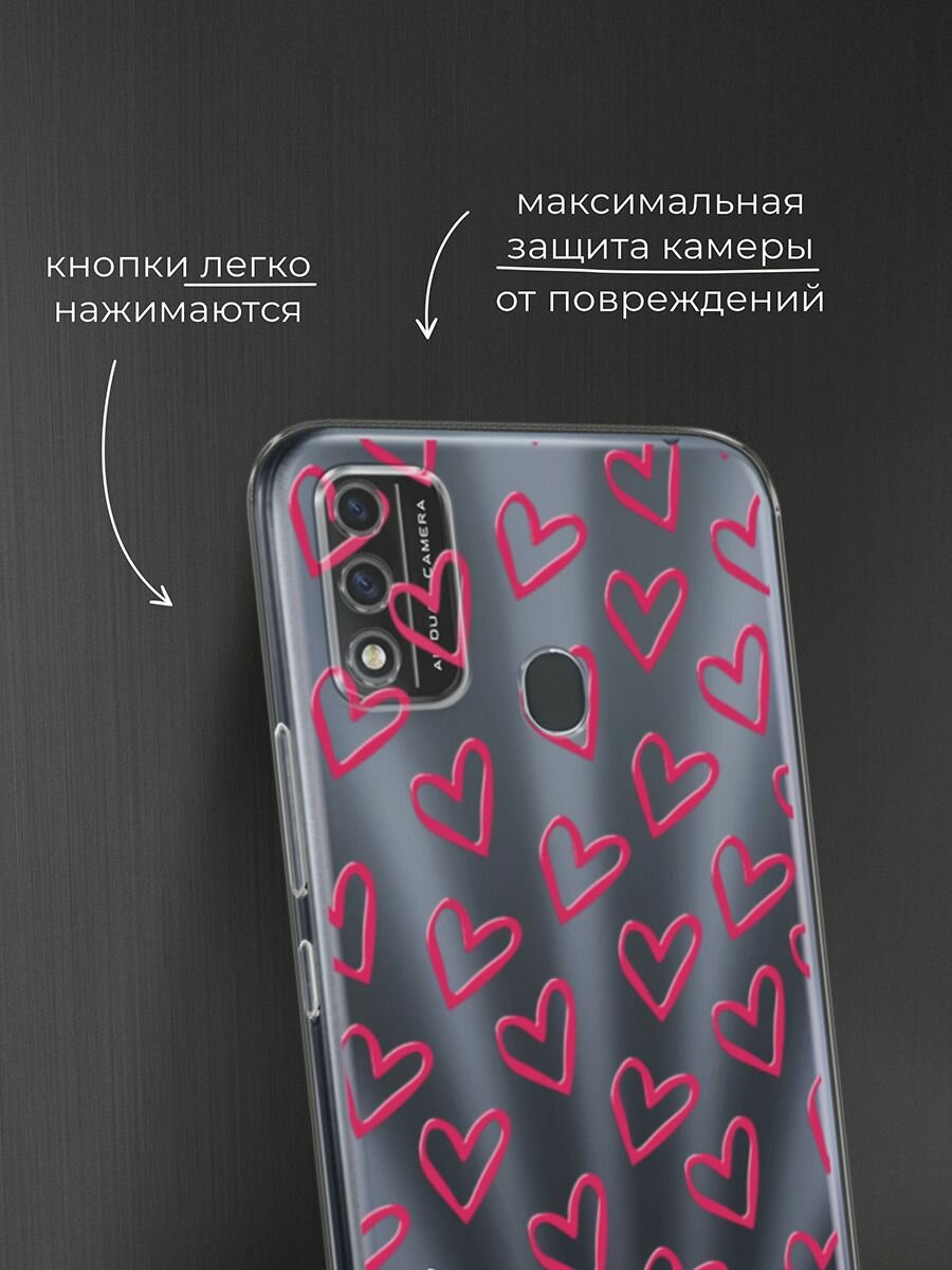 Чехол на Itel A48 / Ител А48 с принтом "Темные сердечки" — фото 1