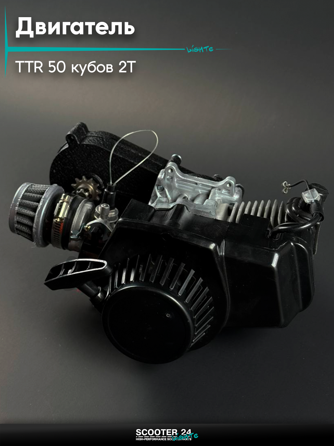 Двигатель на питбайк и мотоцикл Irbis TTR / Ирбис ТТР 50 кубов 49cc 2T (с редуктором, без электростартера)