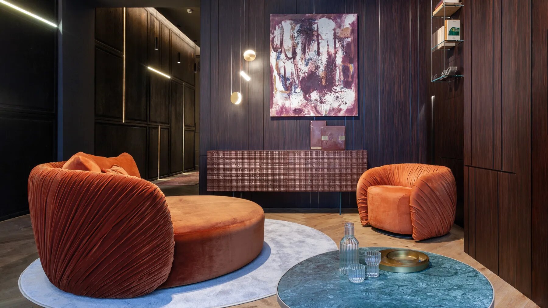 Диван «Shar-Pei», круглый, обивка велюр, оранжевый, 160х165х77 см