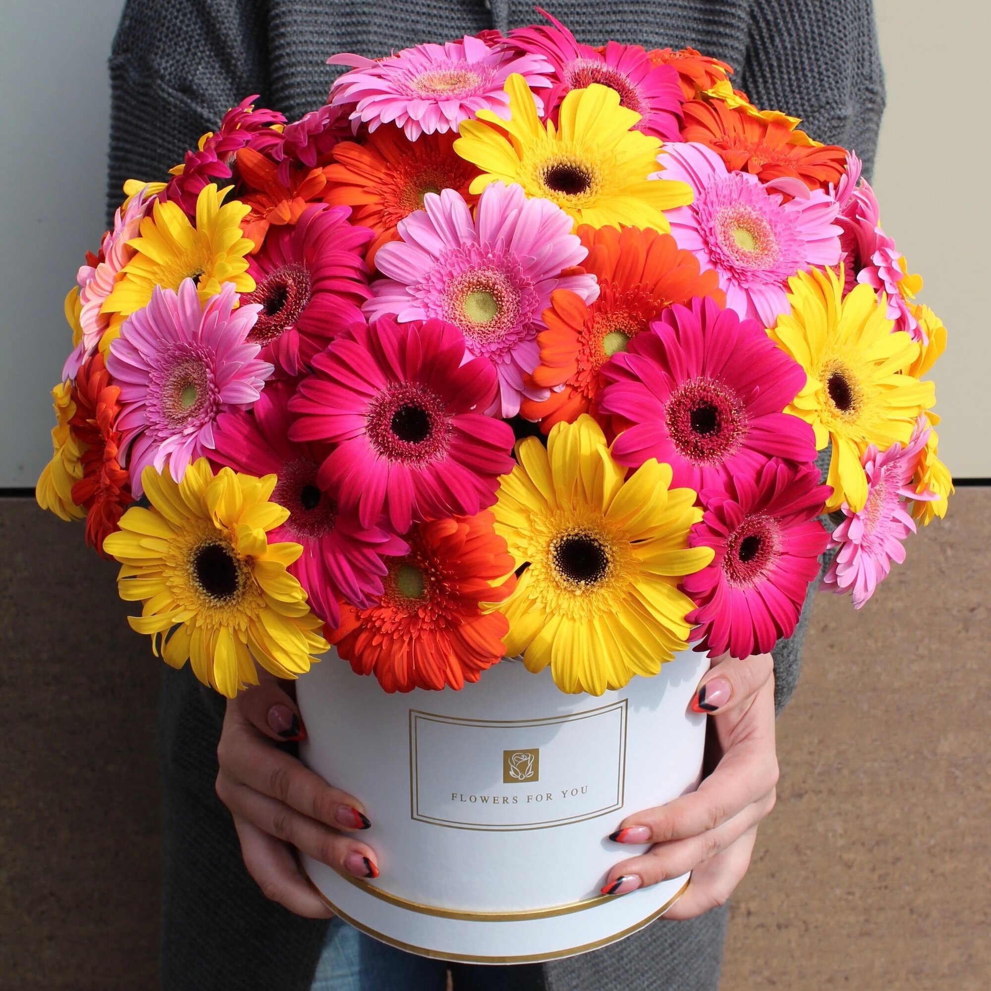 Букет из разноцветных гербер 29 шт, красивый букет цветов, шикарный, премиум цветы, премиум букет