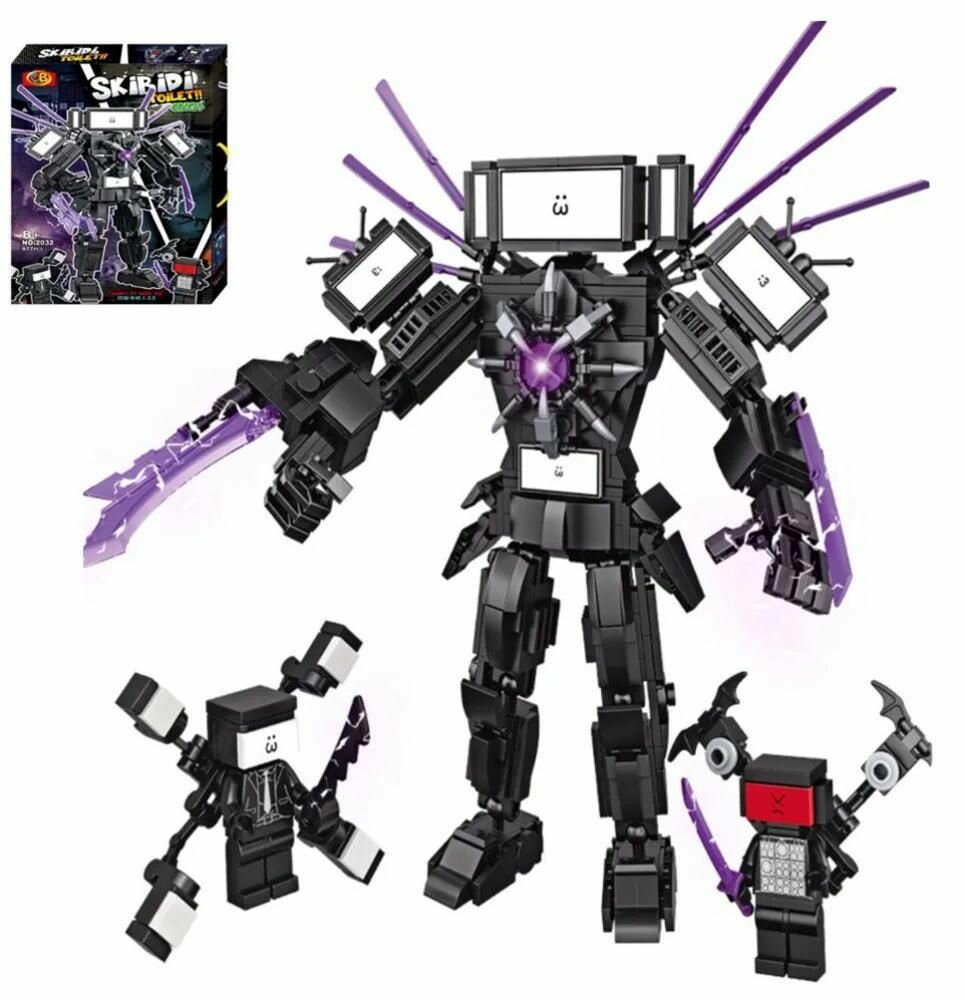 Конструктор Скибиди Туалет набор "ТвМен Титан 3.0" 677 деталей, 2 фигурки Тв Мен / игрушки спикермен, камерамен (подарок для мальчиков и девочек ) / лего совместимый t.