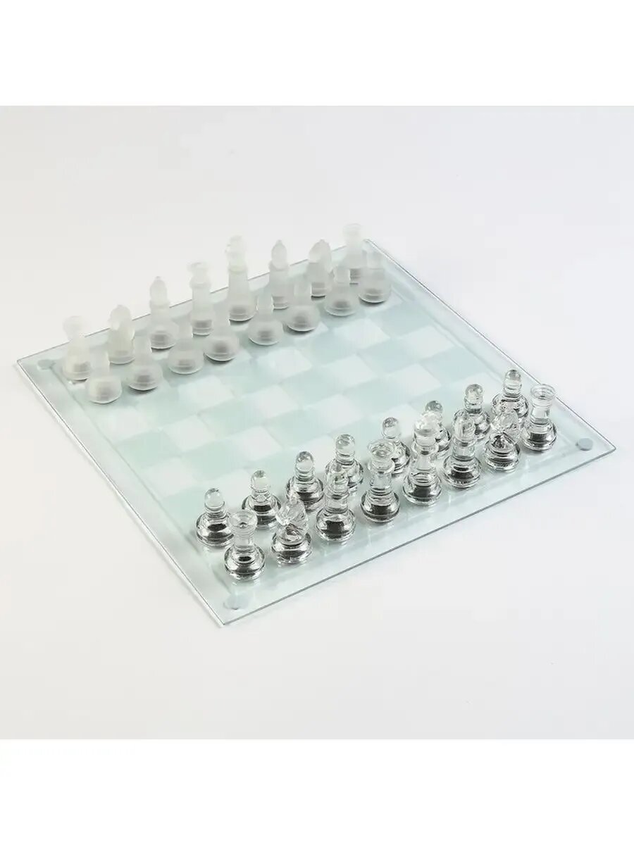 Шахматы стеклянные, доска 35 х 35 см