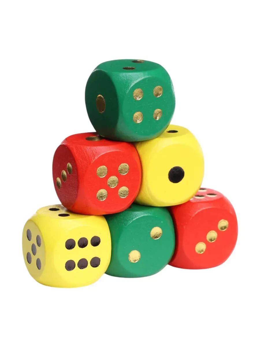 Кости игральные 1.6х1.6 см, набор 6 шт