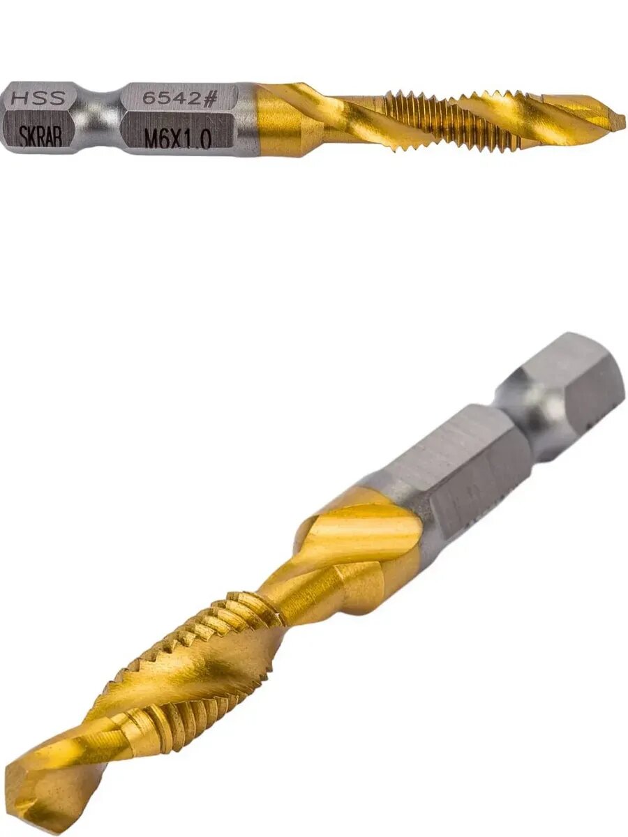 Сверло-метчик М6 х 1 х 57,5 мм, HSS-TiN